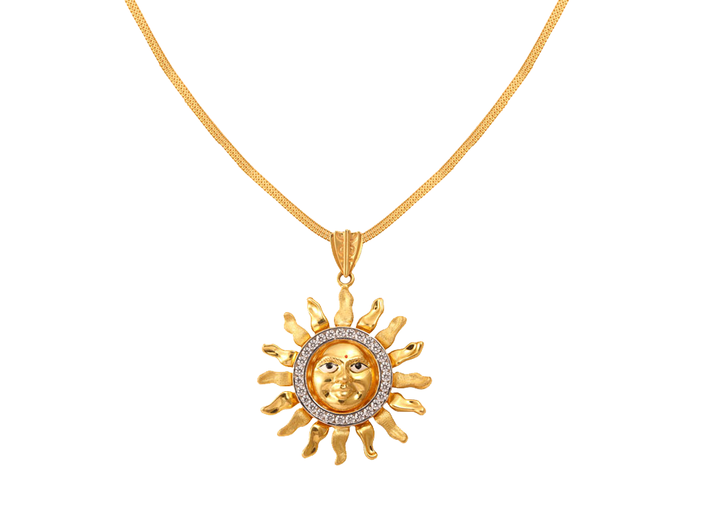Sun Design Pendant With CZ | Mahendra Jewellers Kolhapur